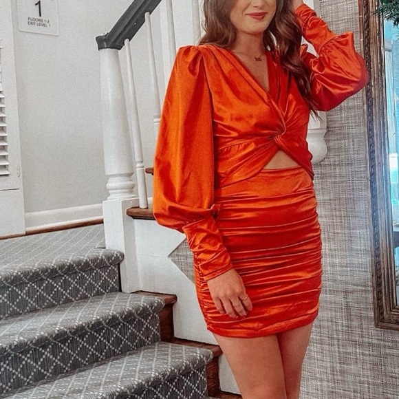 Dresses | Orange Satin Mini Dress | Poshmark
